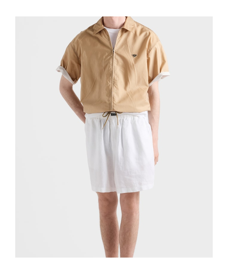 PRADA Short-sleeved Re-Nylon zipper shirt